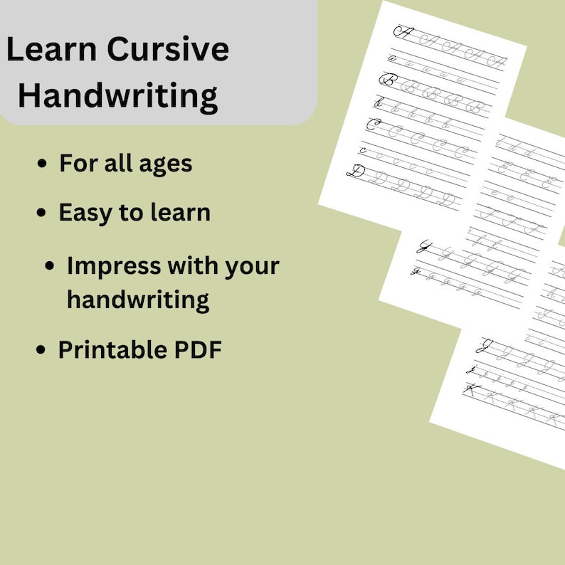 Cursive Alphabet, Tracing Sheet, ABC Tracing Handwriting Practice, All ...