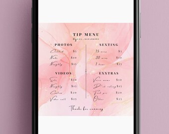 Only Fans Tip Menu Template - Etsy