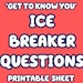 Staff Party Games, Get to Know You Icebreaker Questions and Team ...