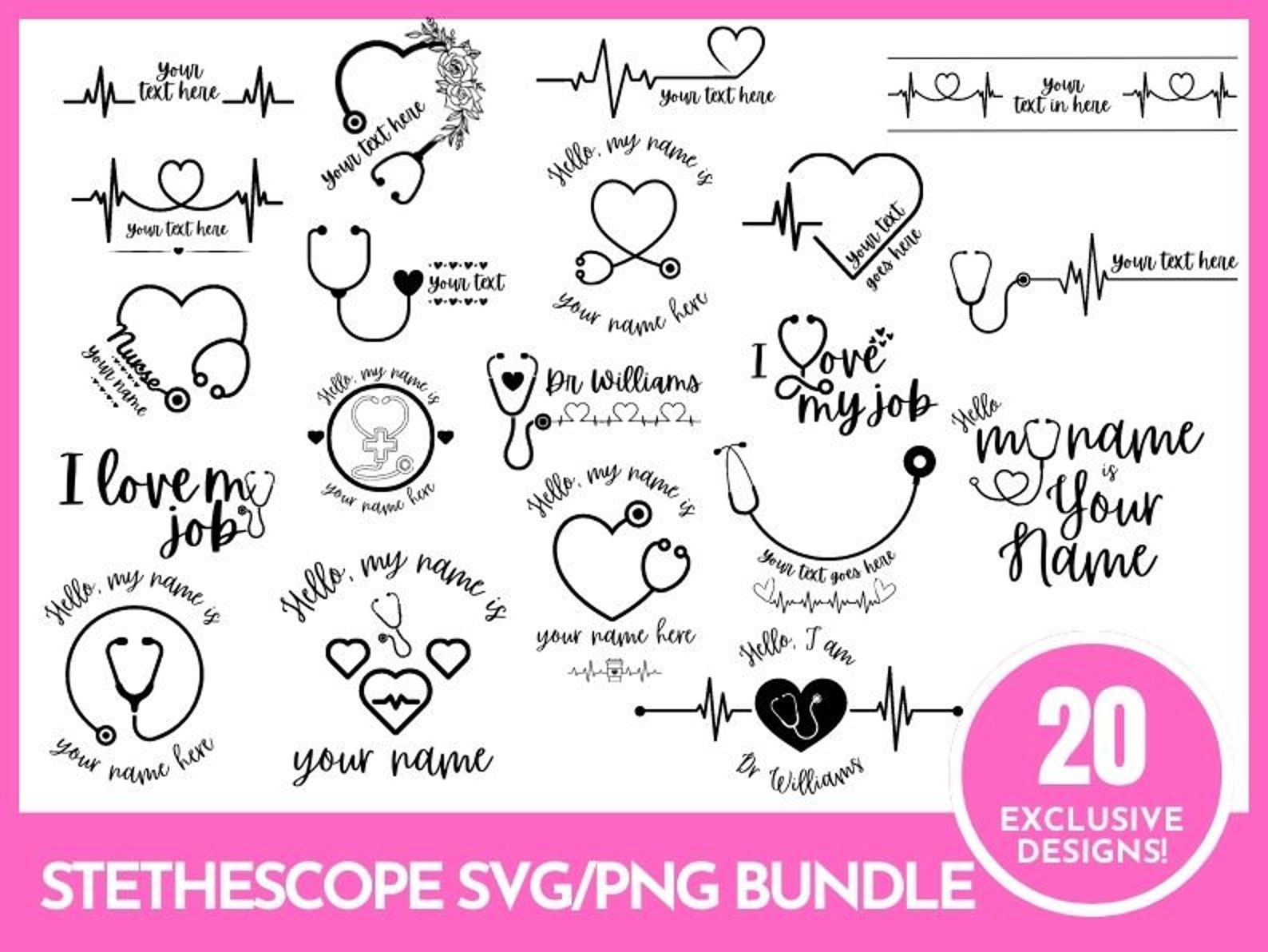 20 Stethoscope SVG Bundle, Nurse Stethoscope SVG, Heart Stethoscope SVG ...