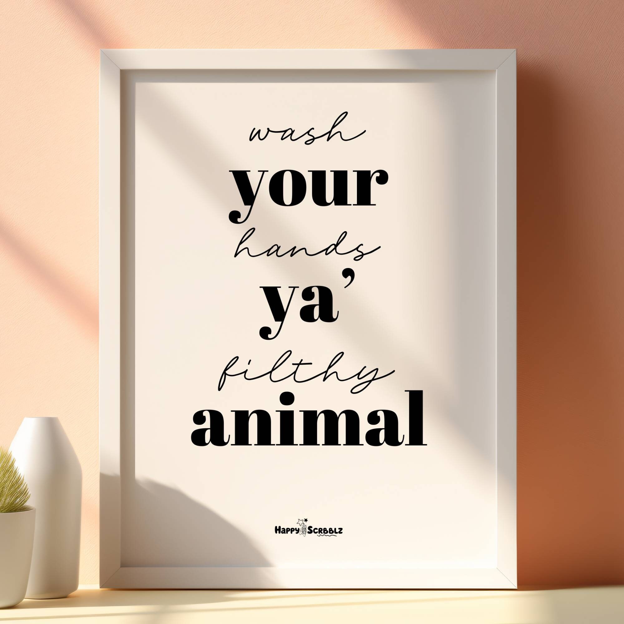 Bathroom Wall Art Butt Wash Your Hands Ya Filthy Animal Set of TWELVE ...