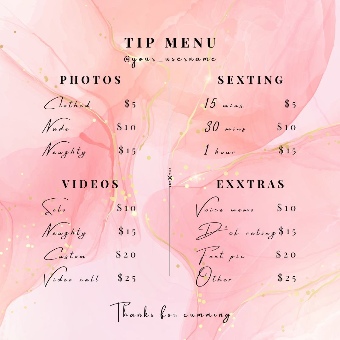 Onlyfans Tip Menu, Customizable Custom Tip Menu for Only Fans Content ...