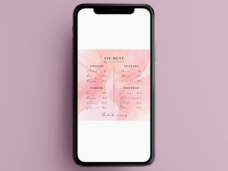 Onlyfans Tip Menu, Customizable Custom Tip Menu for Only Fans Content ...
