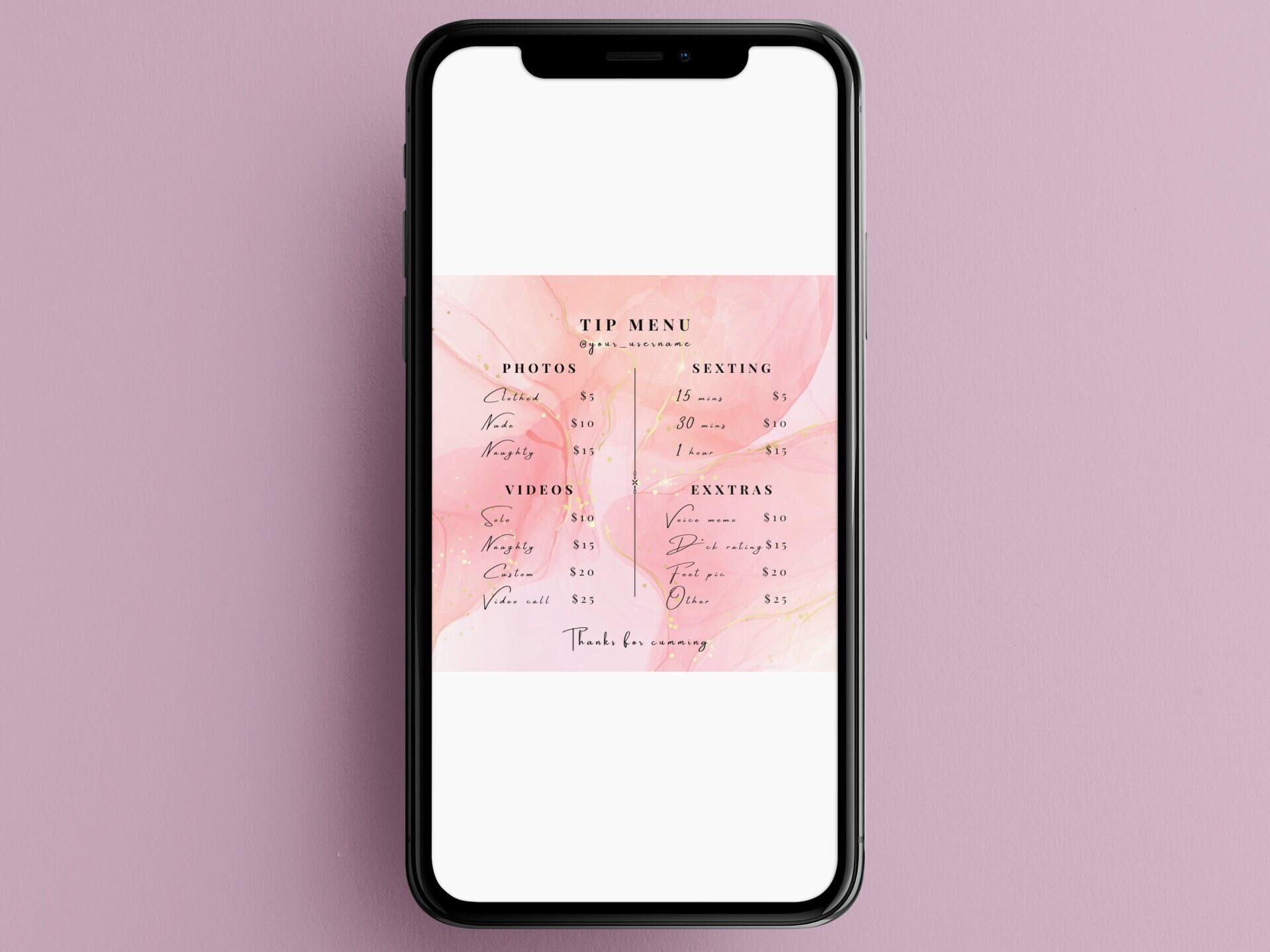 Onlyfans Tip Menu, Customizable Custom Tip Menu for Only Fans Content ...