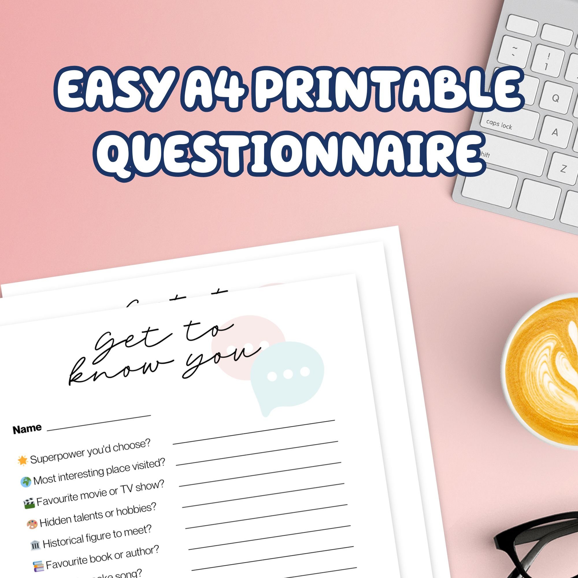 Get to Know You Questions| Fun Icebreaker Survey | Coworker About Me ...