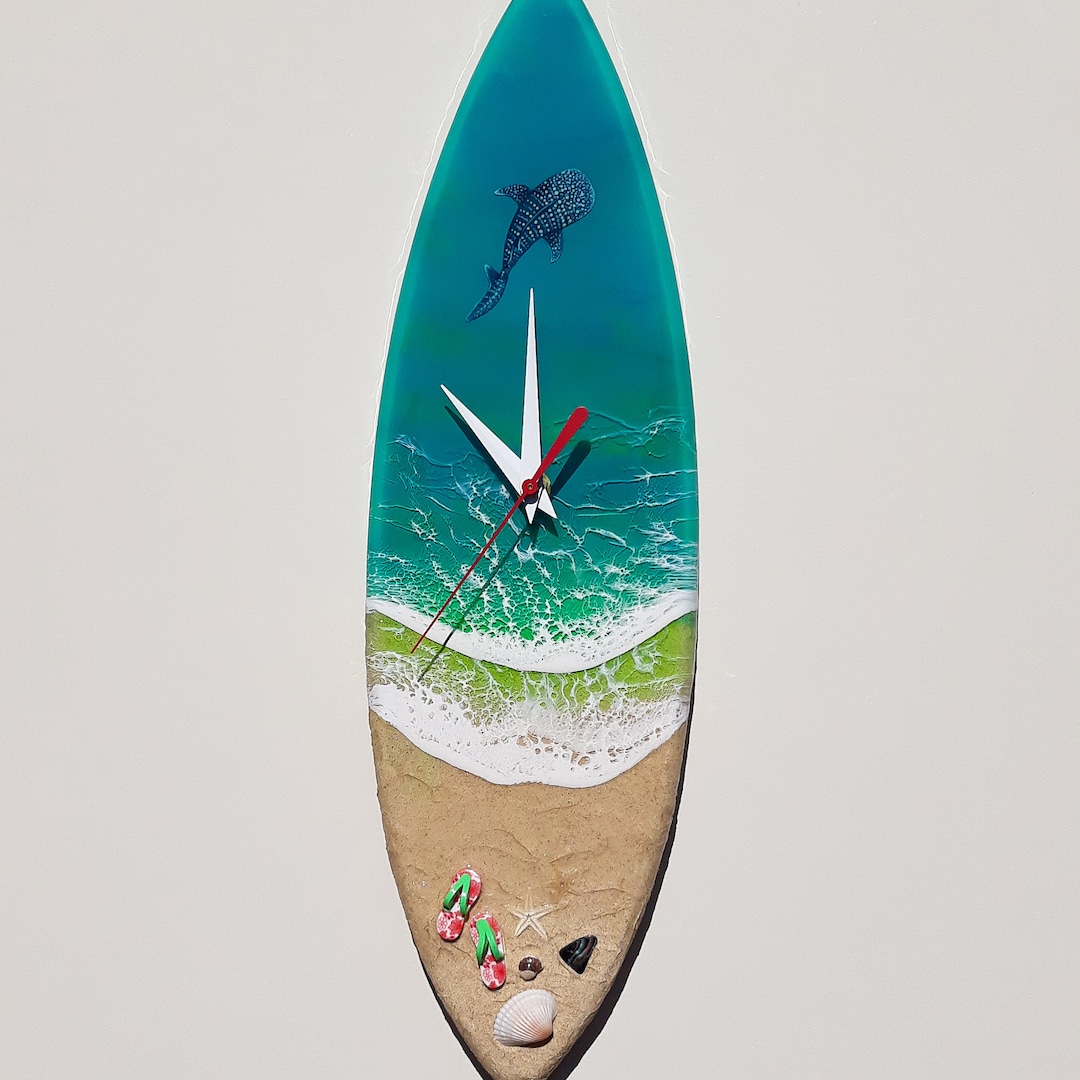 Surfboard Wall Clock 40cm Resin Beach Art Free Shipping - Etsy Australia