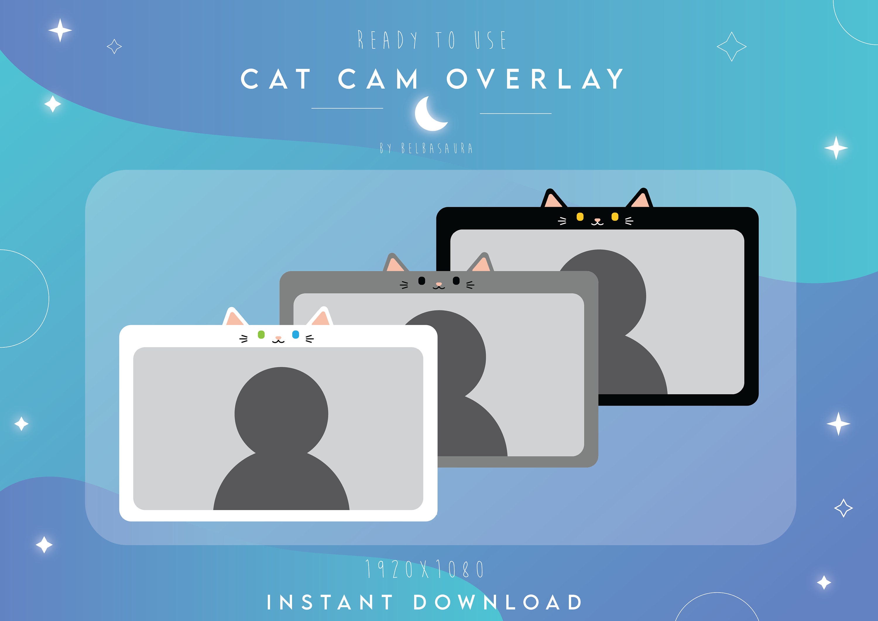 Cat Cam Overlay Pack 1 instant digital download | Etsy