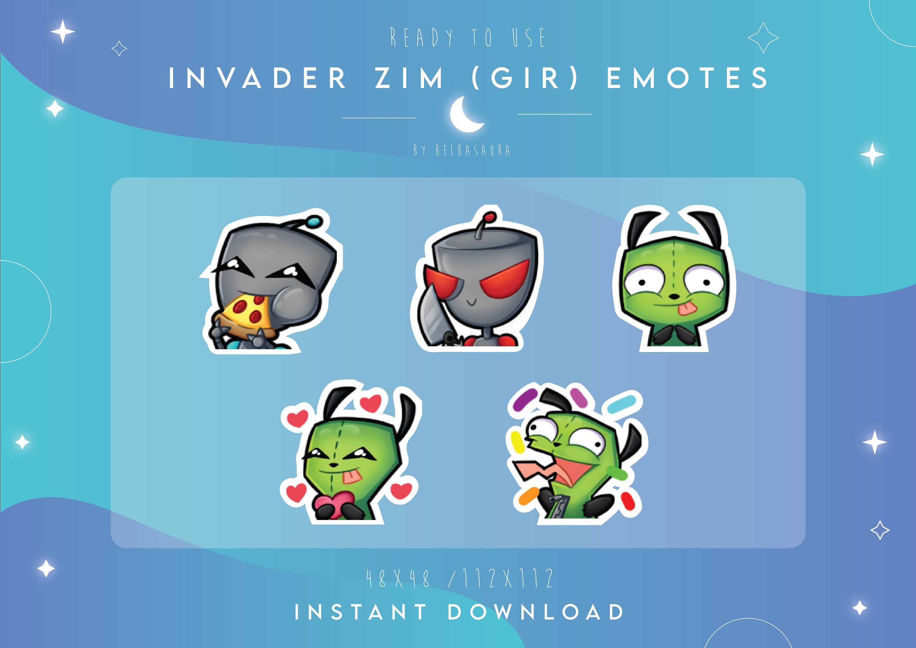 Invader Zim gir Emote Pack instant Digital Download | Etsy