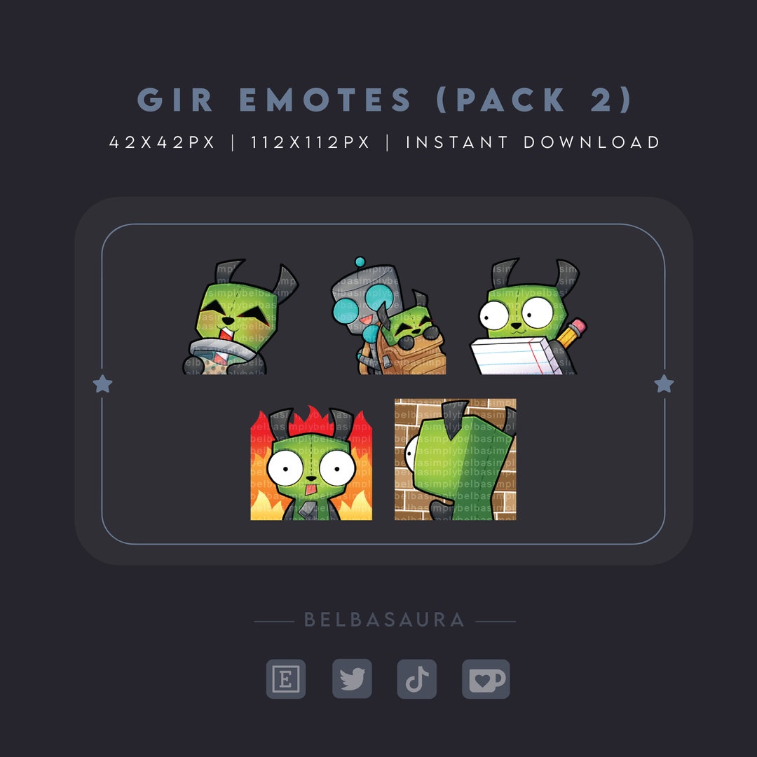 Invader Zim (gir) Emote Pack 2 (instant Digital Download) - Etsy