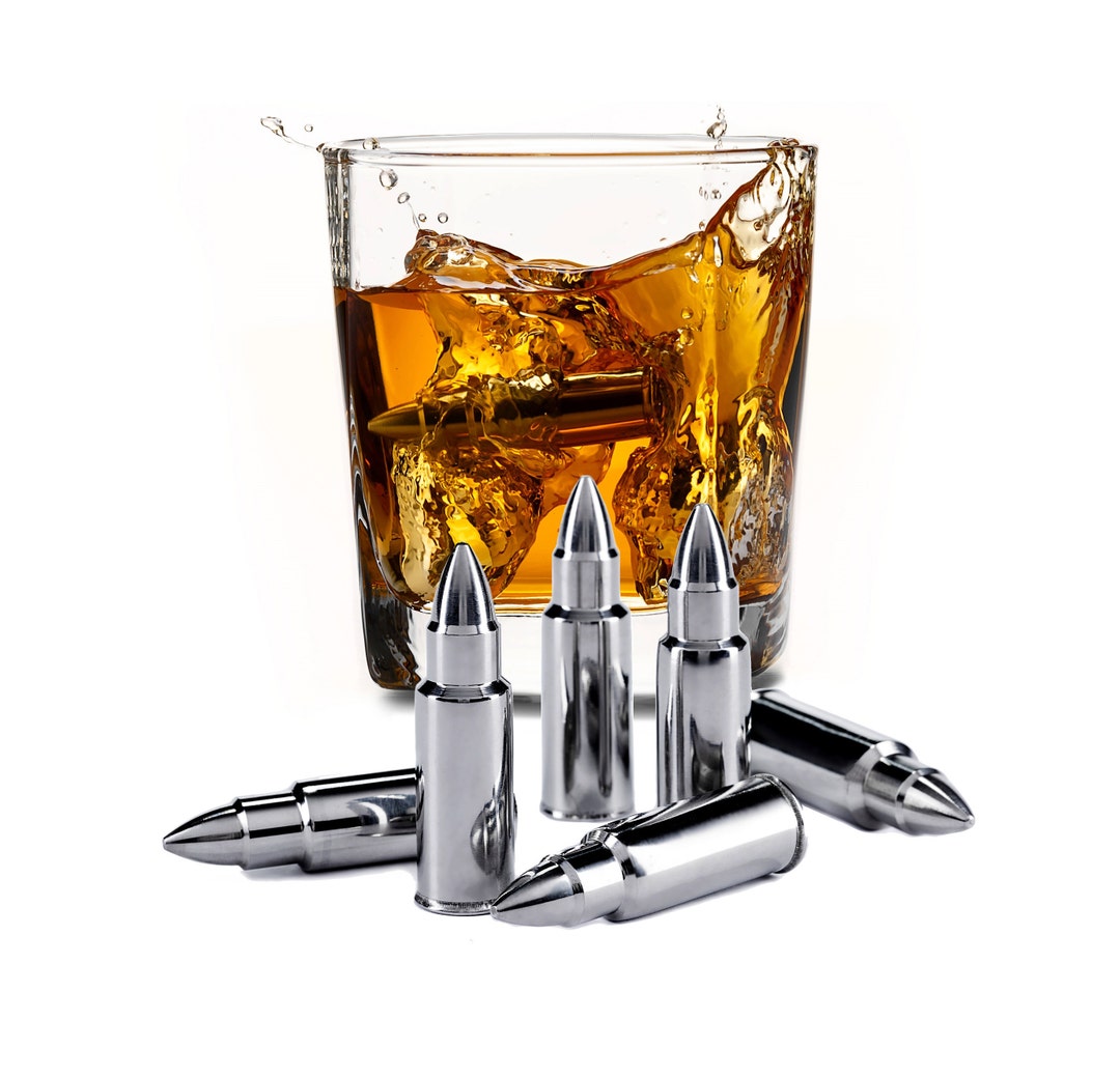 Stainless Steel Bullet Shaped Whiskey Stones Set of 6 Chilling Rocks ...