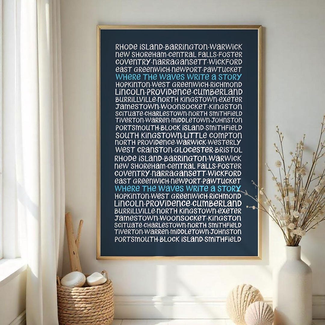 Rhode Island Towns Art Print – Coastal and Urban Typography, Where the ...