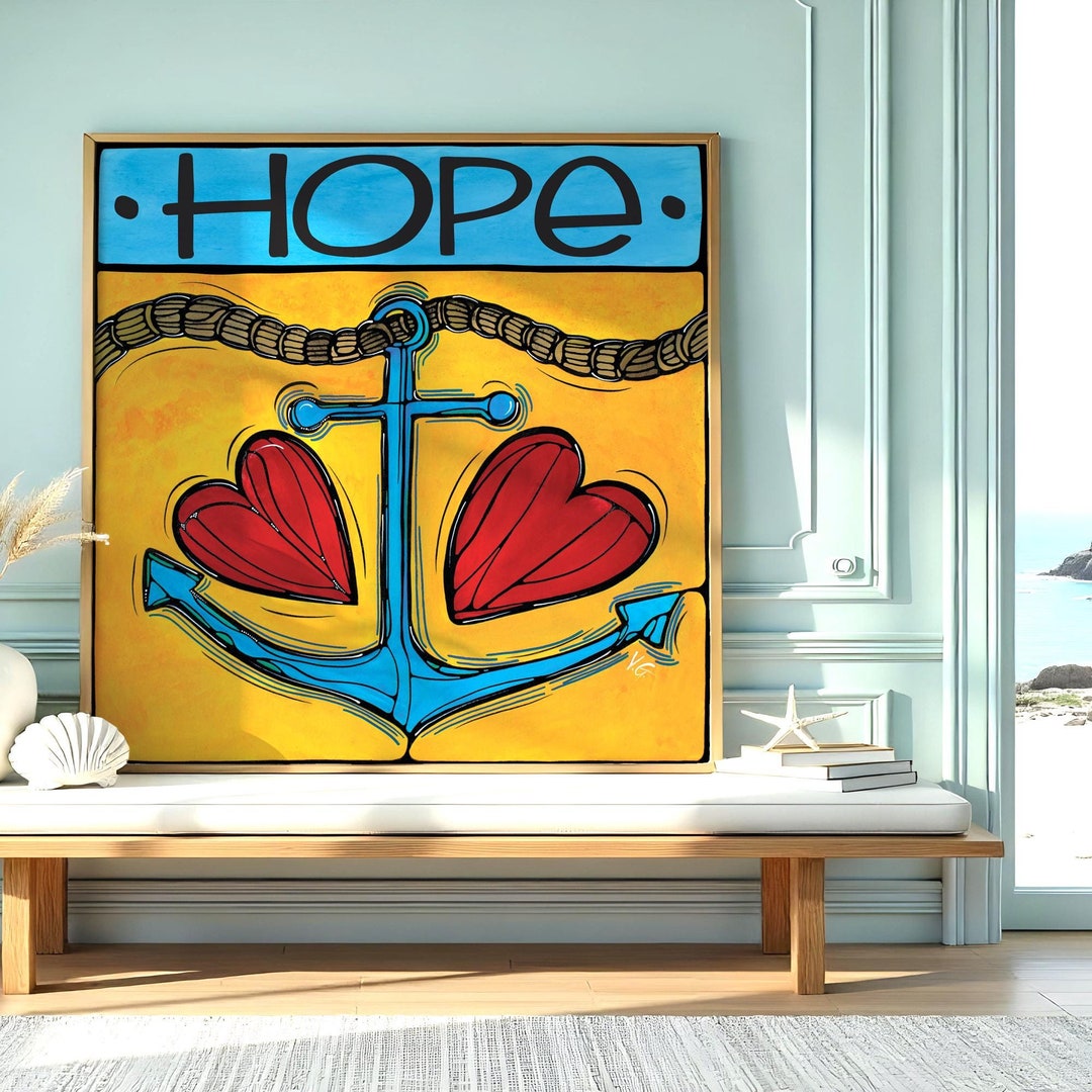 Anchor Art Print, Colorful Nautical Matte Square Poster, Office Wall ...