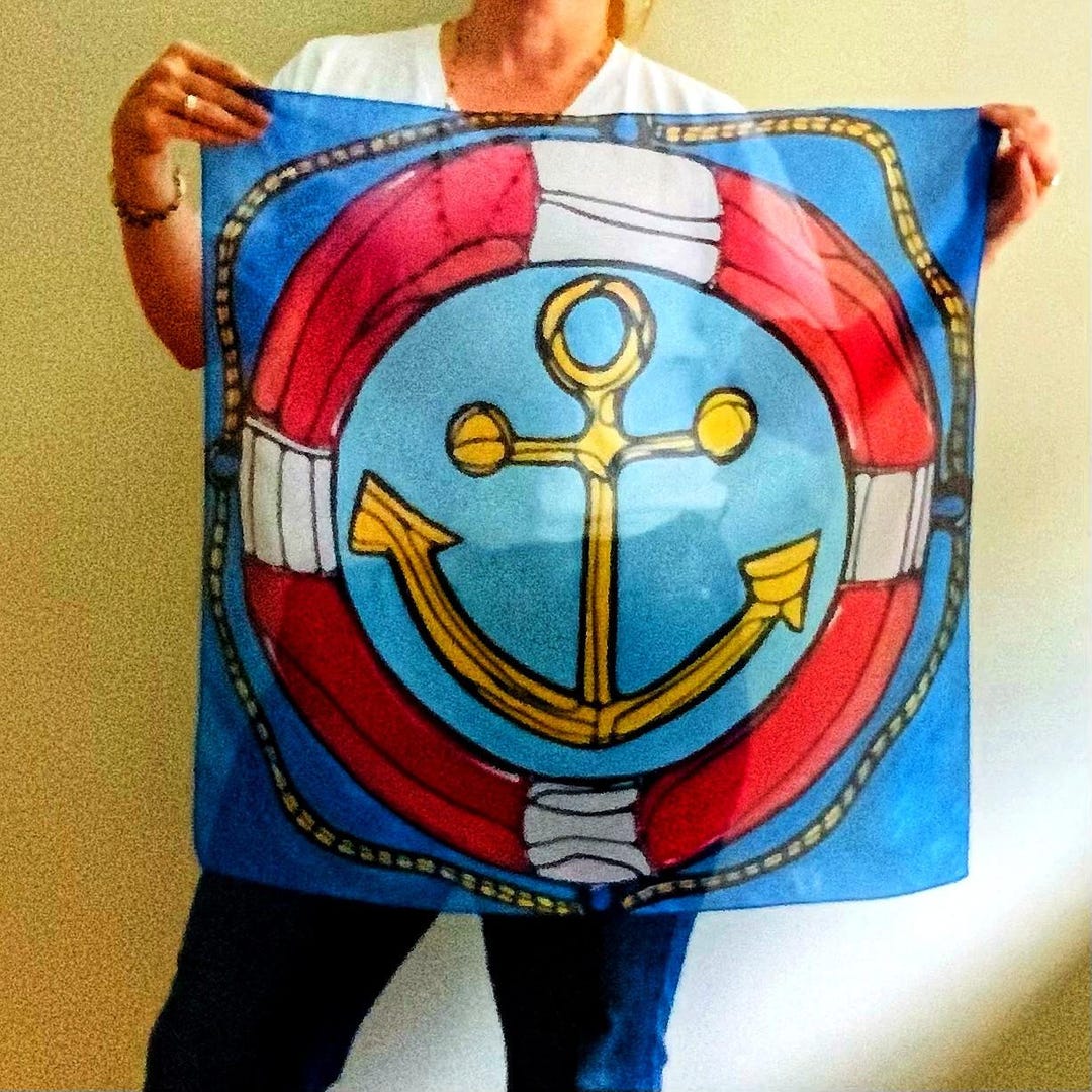 Nautical Anchor Scarf, Marine Sheer Scarf - Etsy