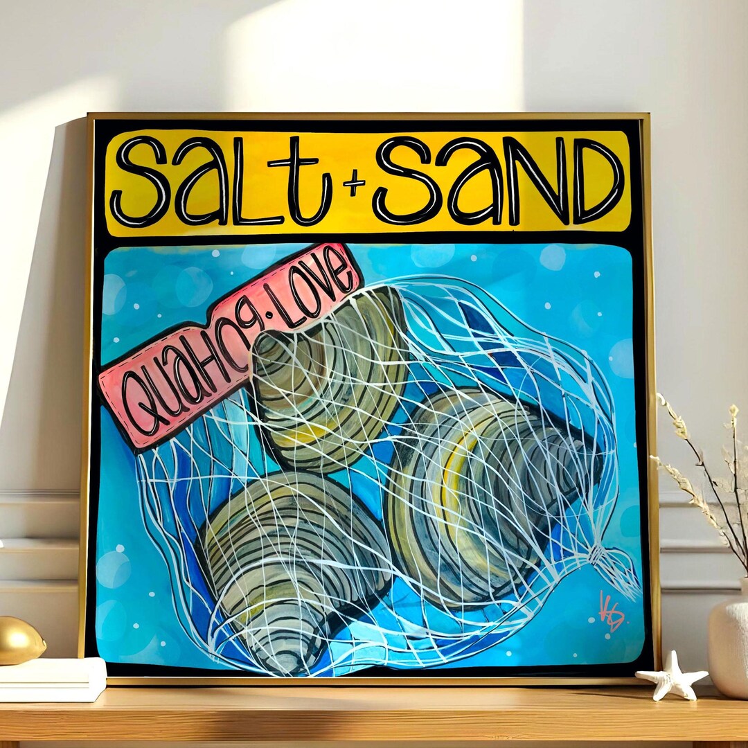 Salt and Sand Quahog Love Coastal Art Print, Vibrant Rhode Island Clam ...