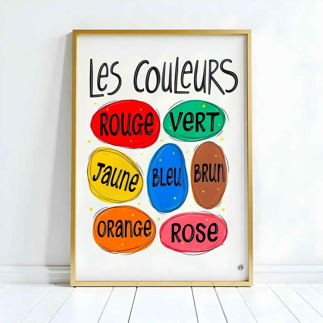French Colors Poster for Kids | Digital Download for French Learning ...
