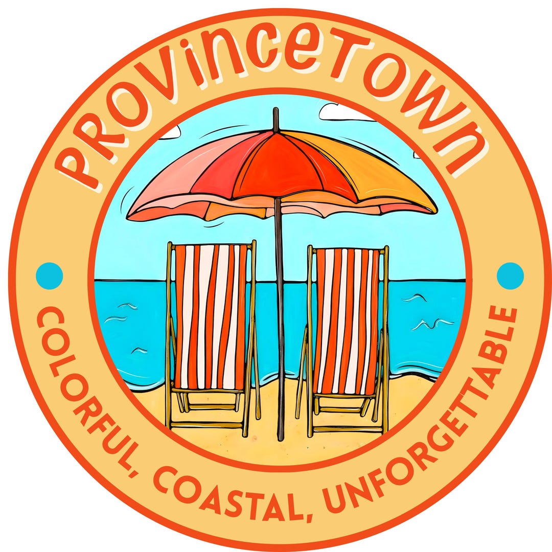 Provincetown Cape Cod Sticker, P-town Beach Chair Umbrella Design, Cape ...