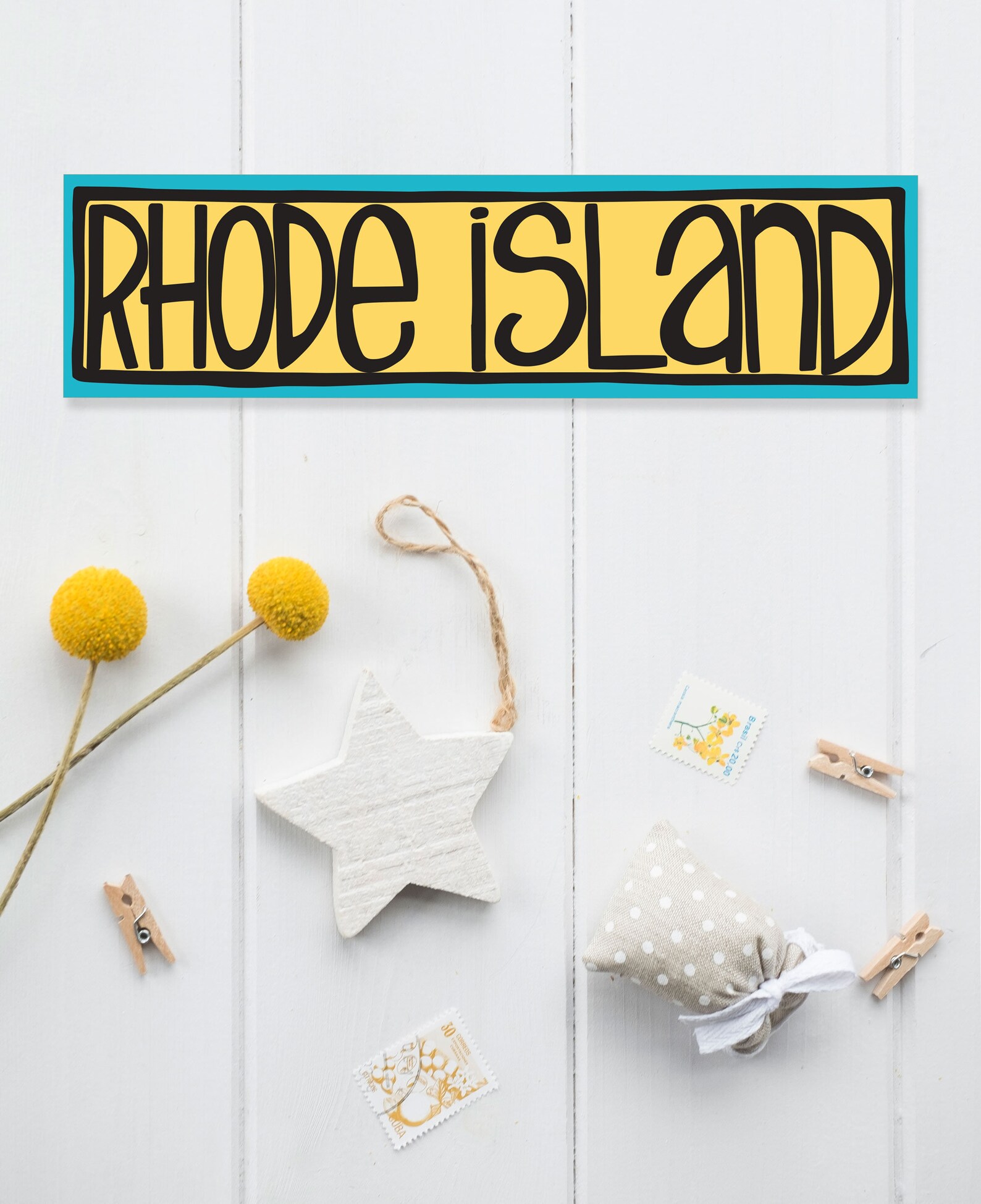 RHODE ISLAND Bumper Sticker, Rhody Vinyl Decal, RI Ocean State Car ...