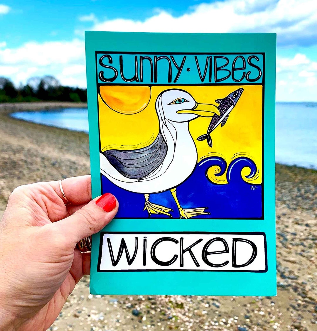Seagull Postcard: Wicked Beach Coastal Card, Greeting Card, Fun Seagull ...