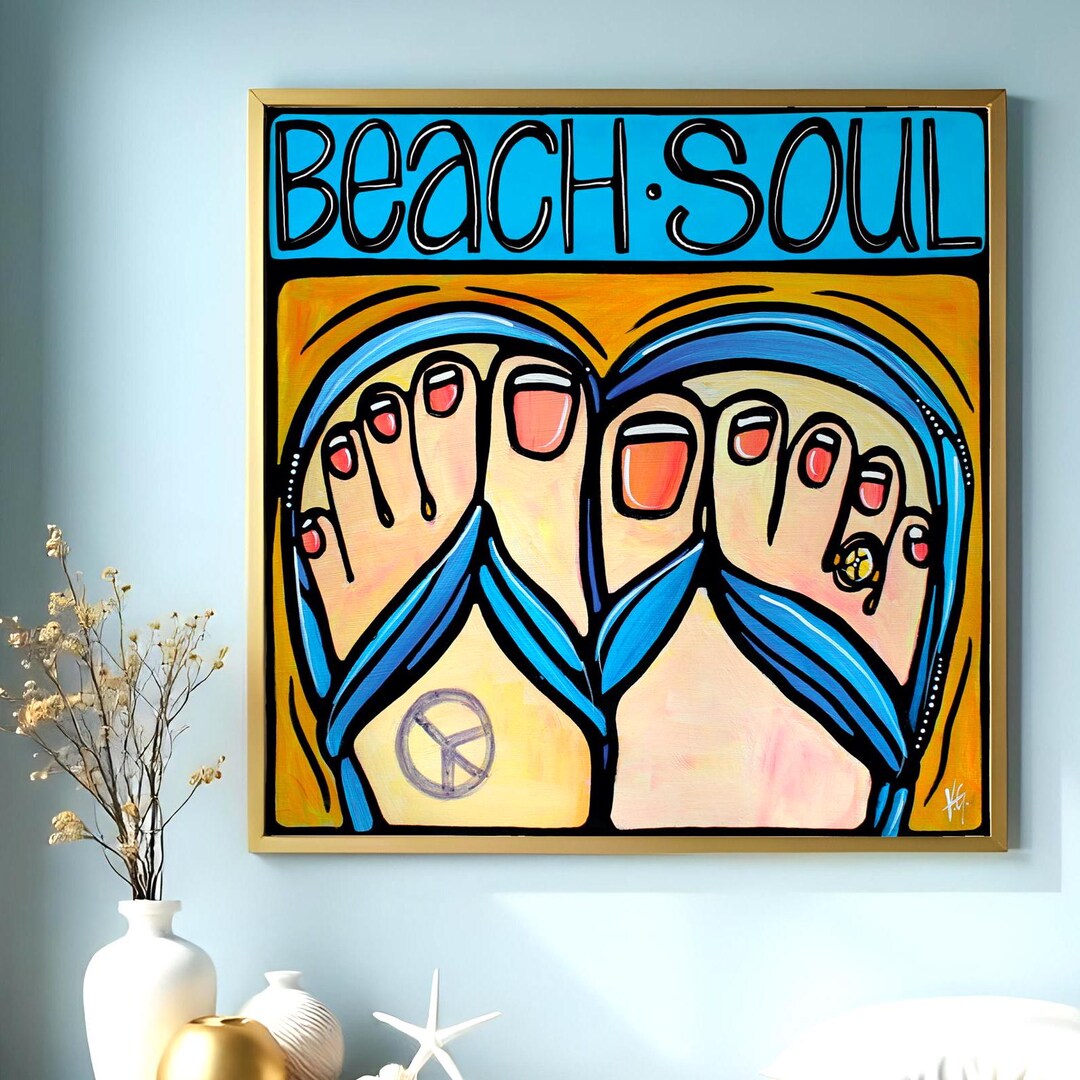 Colorful Beach Soul Flip Flops Art Print Whimsical Coastal Design ...