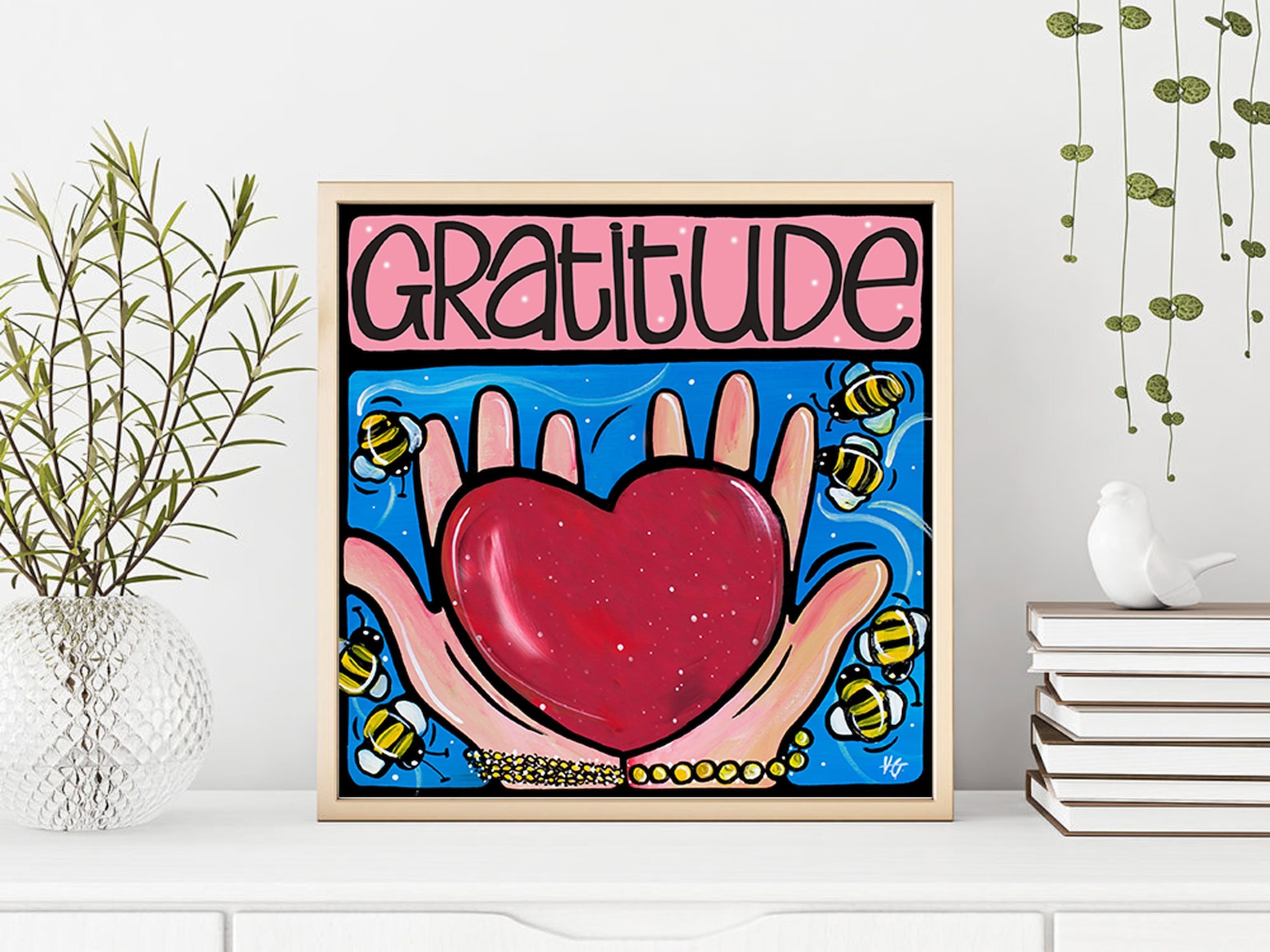 GRATITUDE Signed Art Print: Wall Art Motivational, 8x8, 12x12, Thankful ...