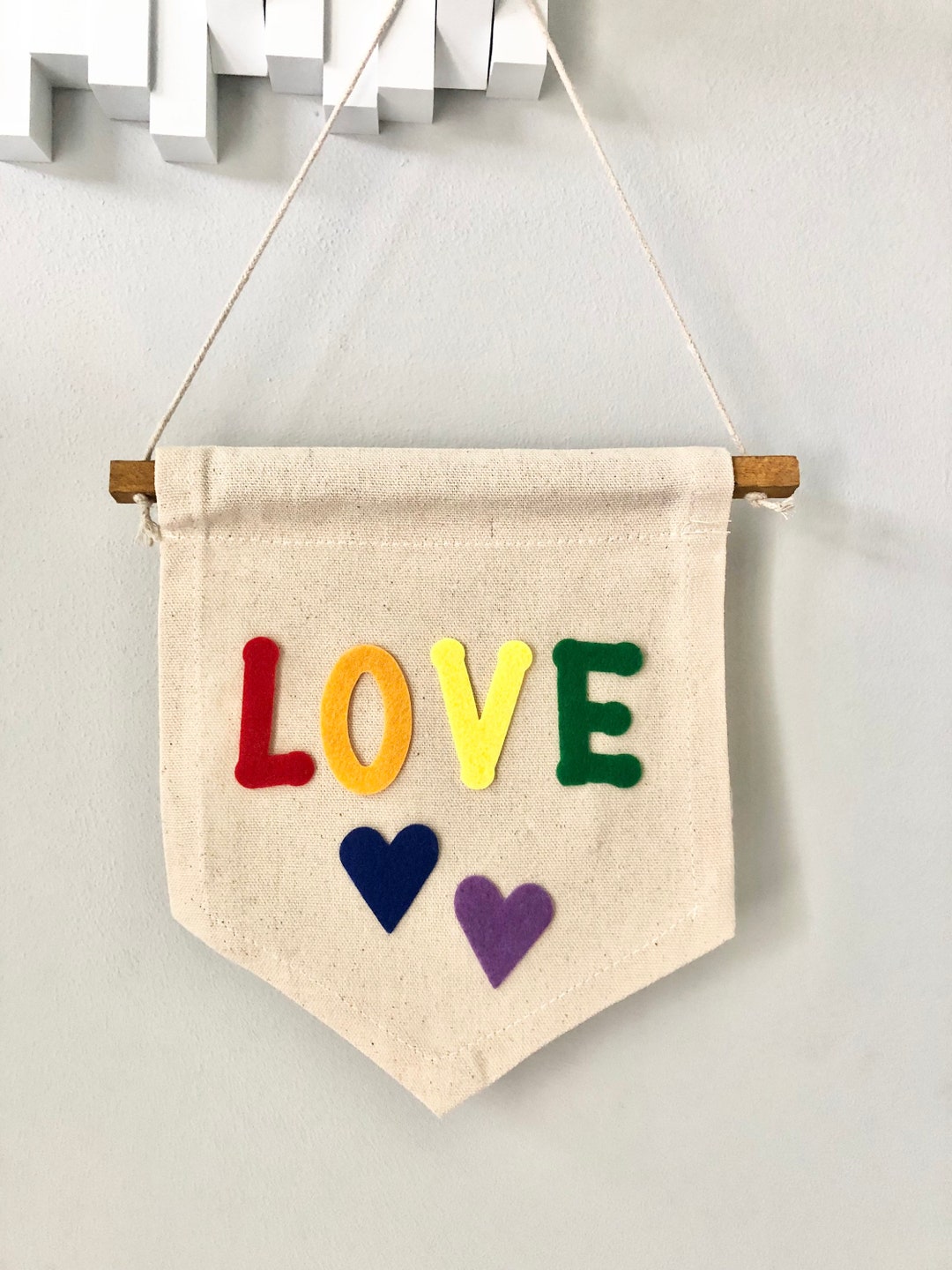 Rainbow Colours Canvas Pennant Banner Flag Wall Decor Decoration ...