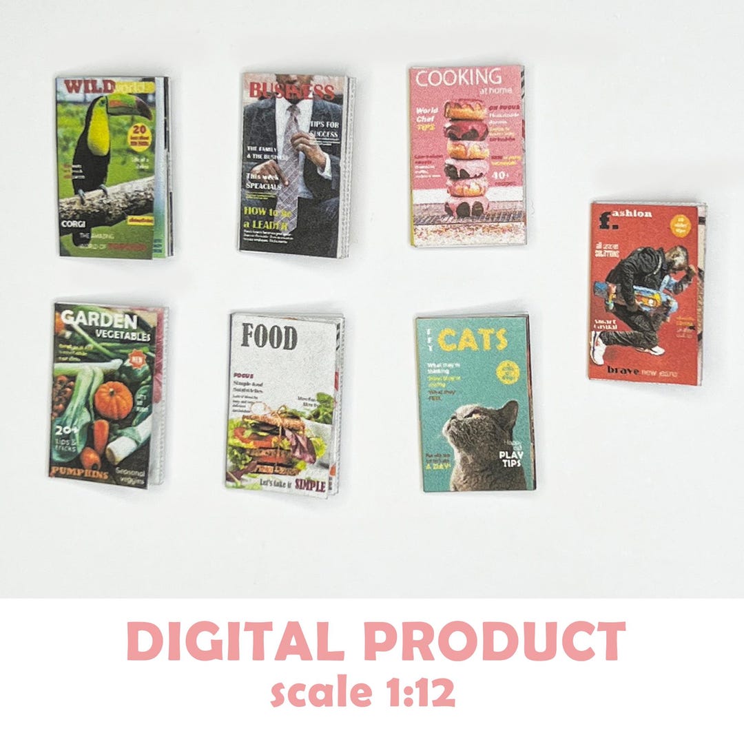 Printable Miniature Mixed Magazines – 1:12 Scale DIY Dollhouse Digital ...