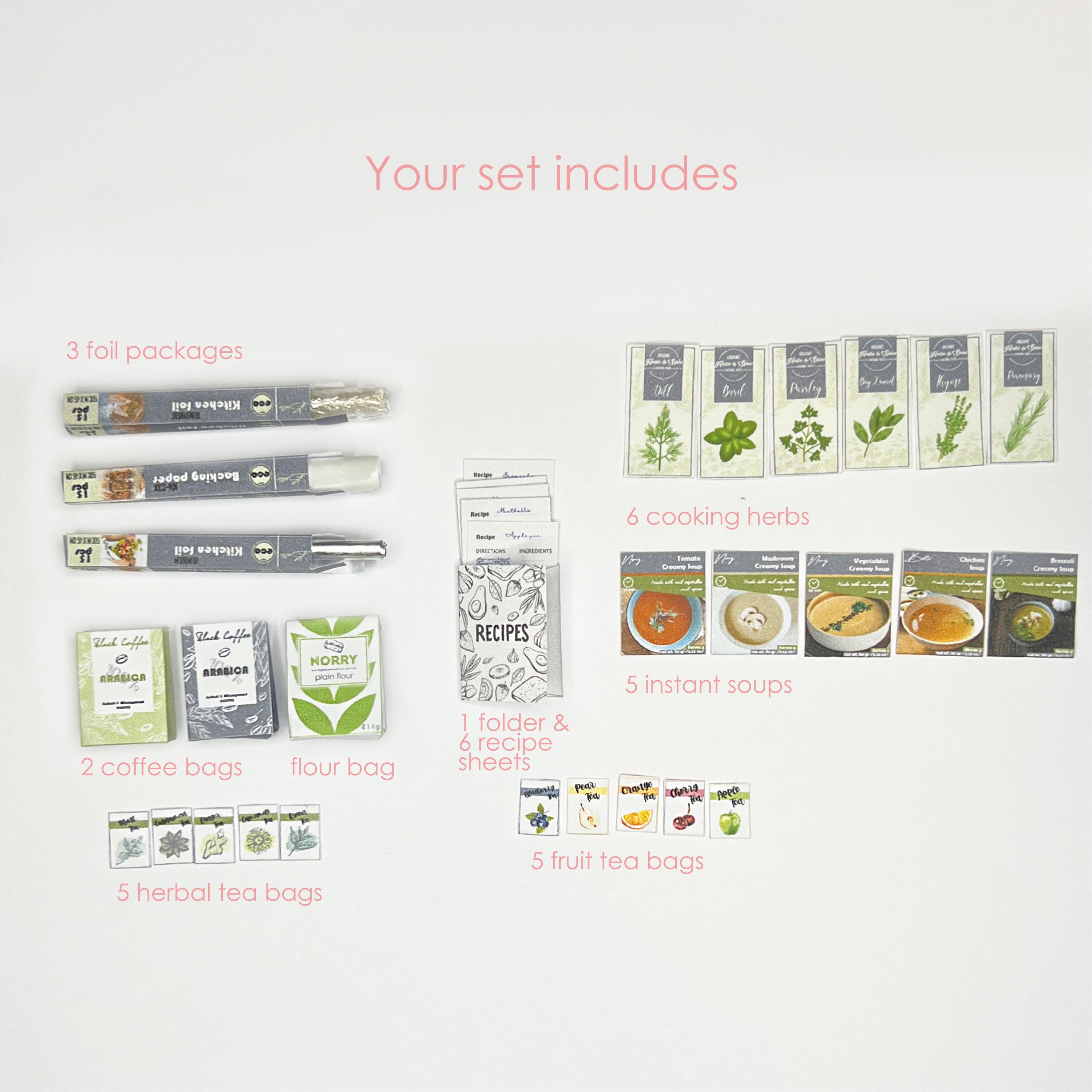 Printable Mini Kitchen Set – 1:12 Scale DIY Dollhouse Pantry Food ...