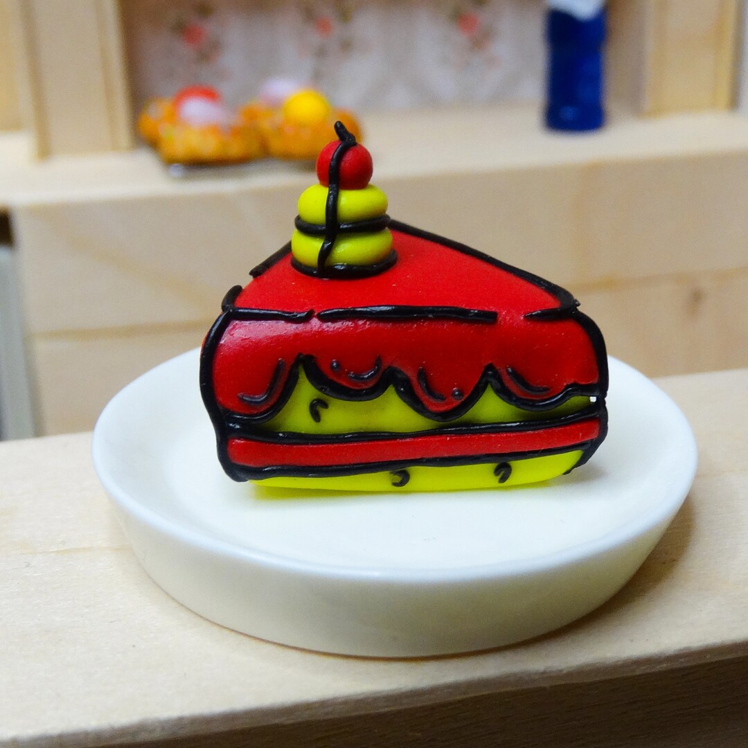 Dollhouse Cartoon/comic Cake - Handmade Polymer Clay Realistic Fake ...