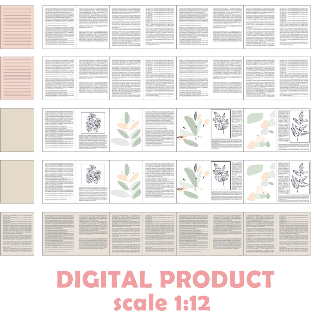 DIY Digital Download Inside Pages for Miniature Books - Scale 1:12 - 14 ...
