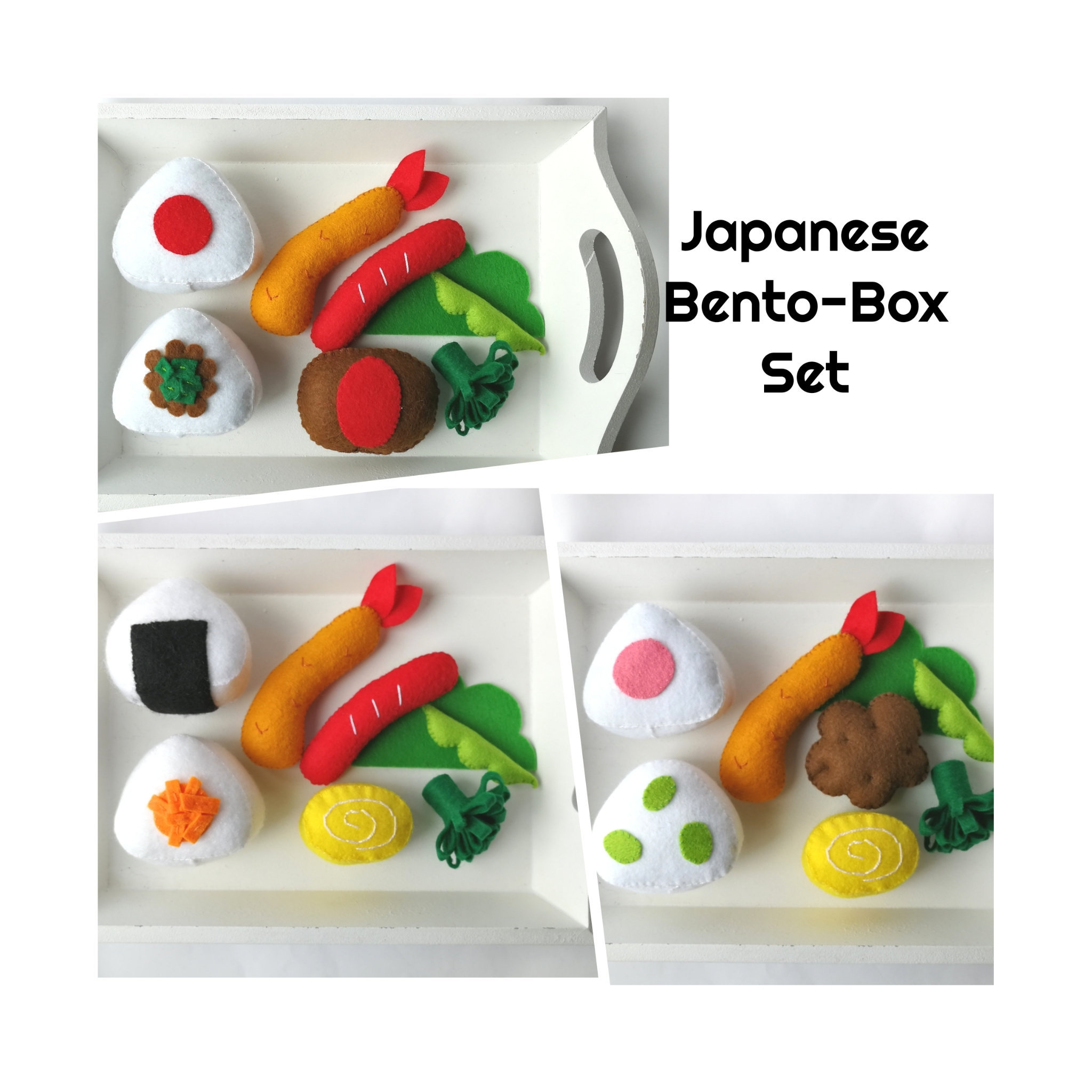 Japanese Bento Box Set for Pretend Play 3 Kinds of Bento Set Japanese ...