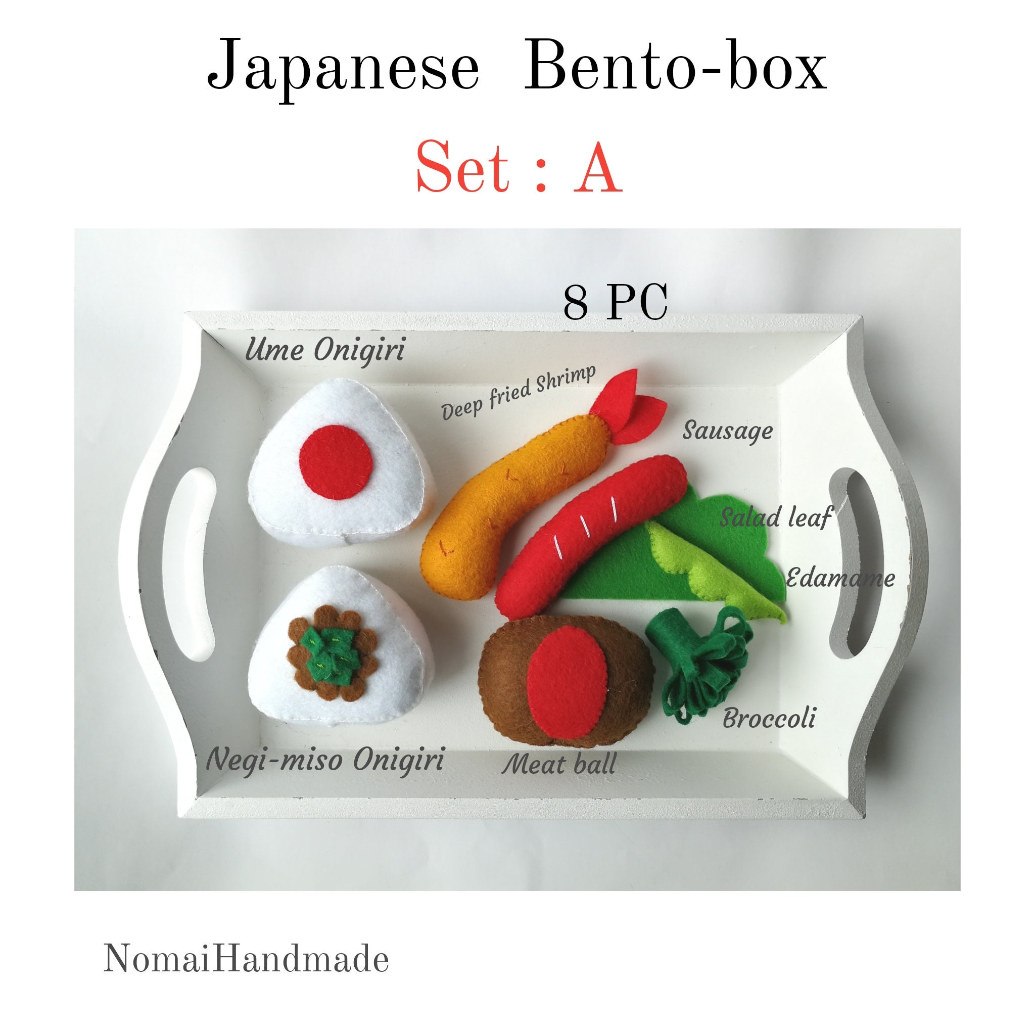 Japanese Bento Box Set for Pretend Play 3 Kinds of Bento Set Japanese ...
