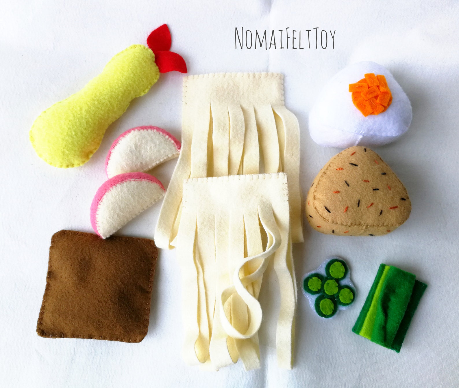 Felt Japanese Udon Noodle and Rice Ball Set | Felt Noodle for Pretend ...