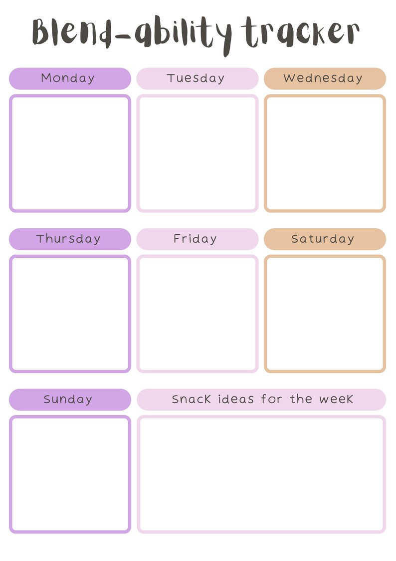Pink Printable Blended Diet Tracker | 5-page Digital Download ...