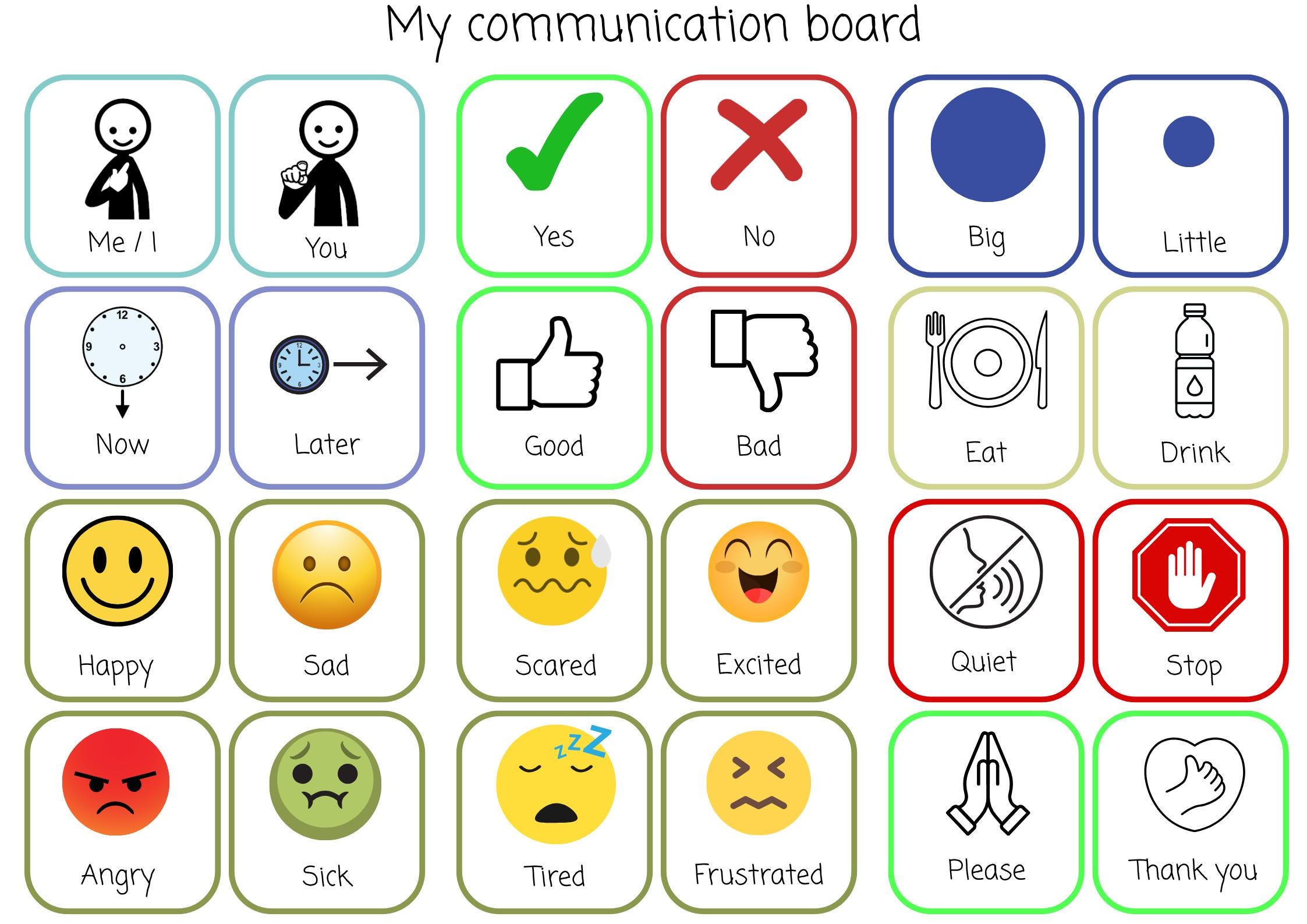 Communication Board for Non-verbal People | Printable Digital Download ...
