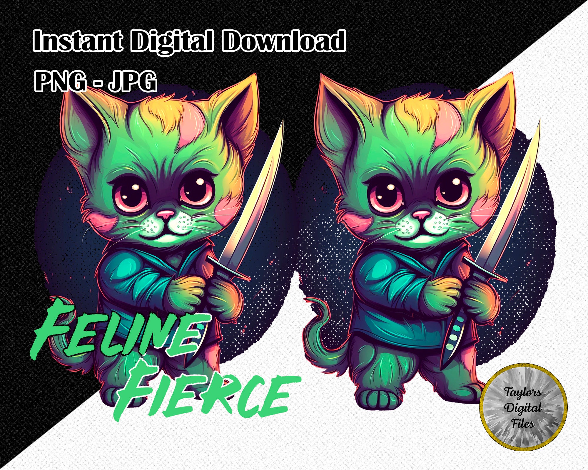 Feline Fierce Cat With a Knife PNG - Digital Download, Mug Designs ...