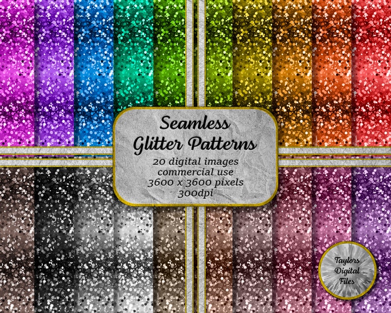 Vibrant Glitter Digital Paper Set - Downloadable PNG, Sublimation PNG ...