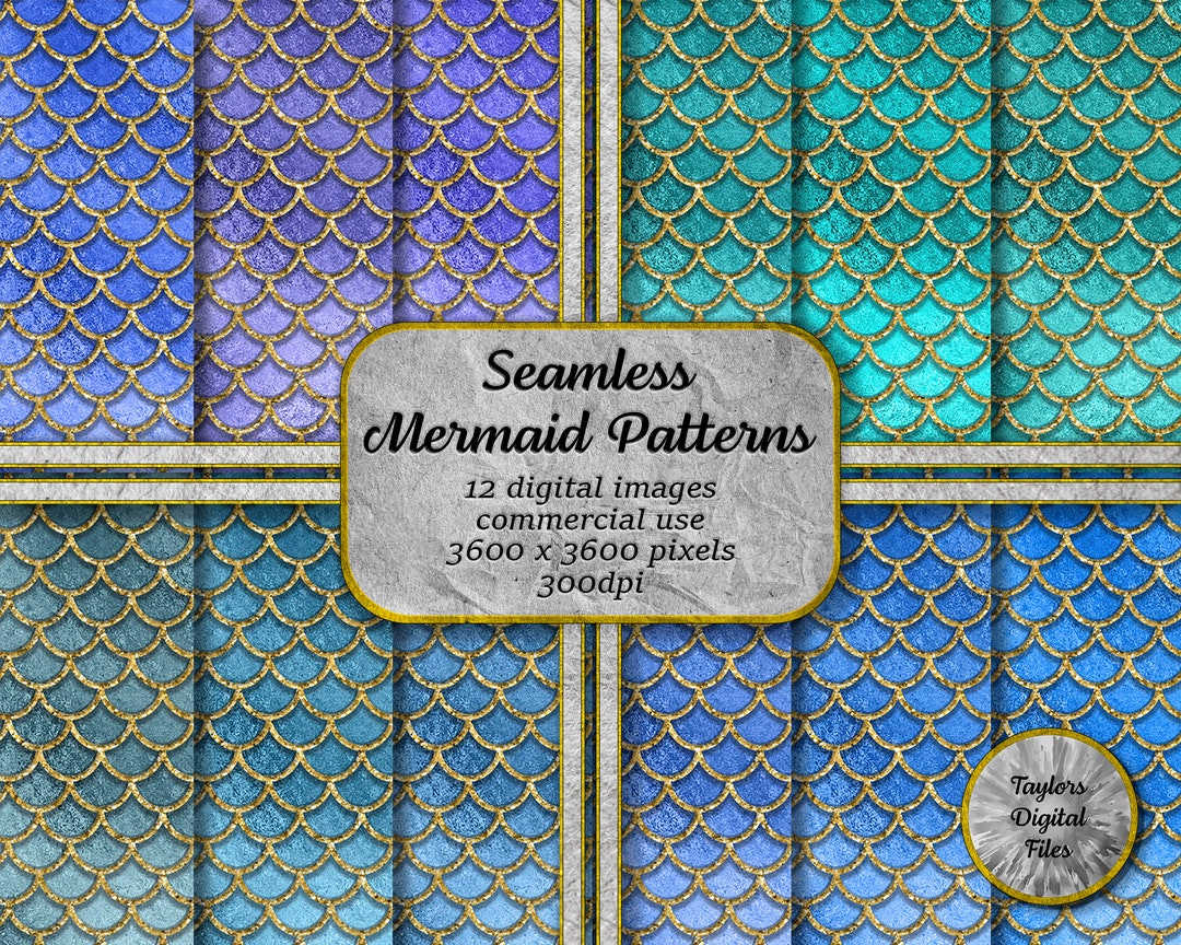 Glitter Mermaid Scale Digital Paper, Underwater Ocean Background ...
