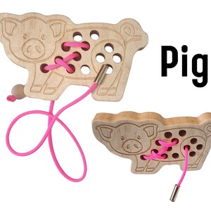 Farm Animal Lacing Toy - Montessori Lacing Toy - Etsy