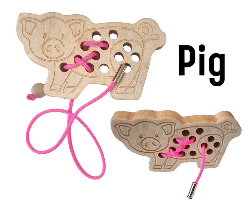 Farm Animal Lacing Toy - Montessori Lacing Toy - Etsy