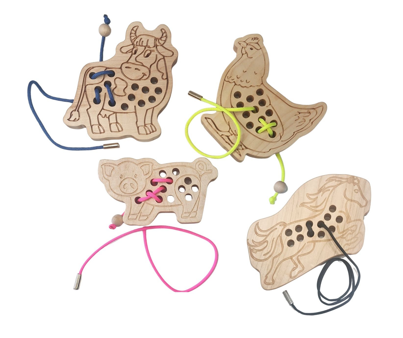 Farm Animal Lacing Toy Montessori Lacing Toy - Etsy