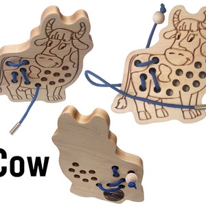 Farm Animal Lacing Toy - Montessori Lacing Toy - Etsy