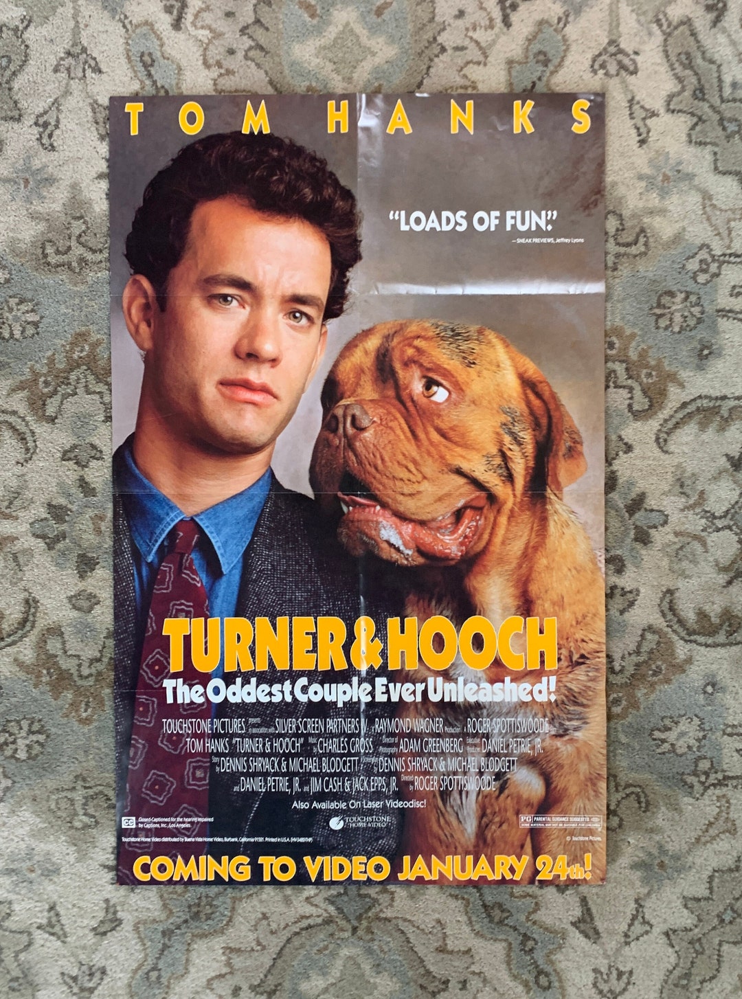 Vintage Film Art - Turner & Hooch 1989 Authentic Movie Poster - Etsy