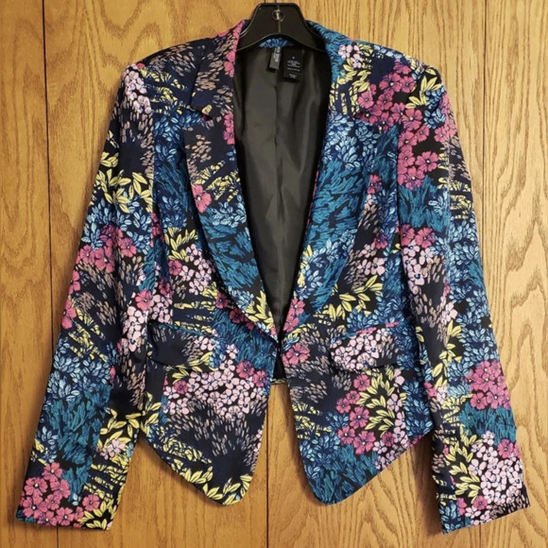 XS BISOU BISOU Michele Bohbot High-low Floral Jacket Blazer - Etsy