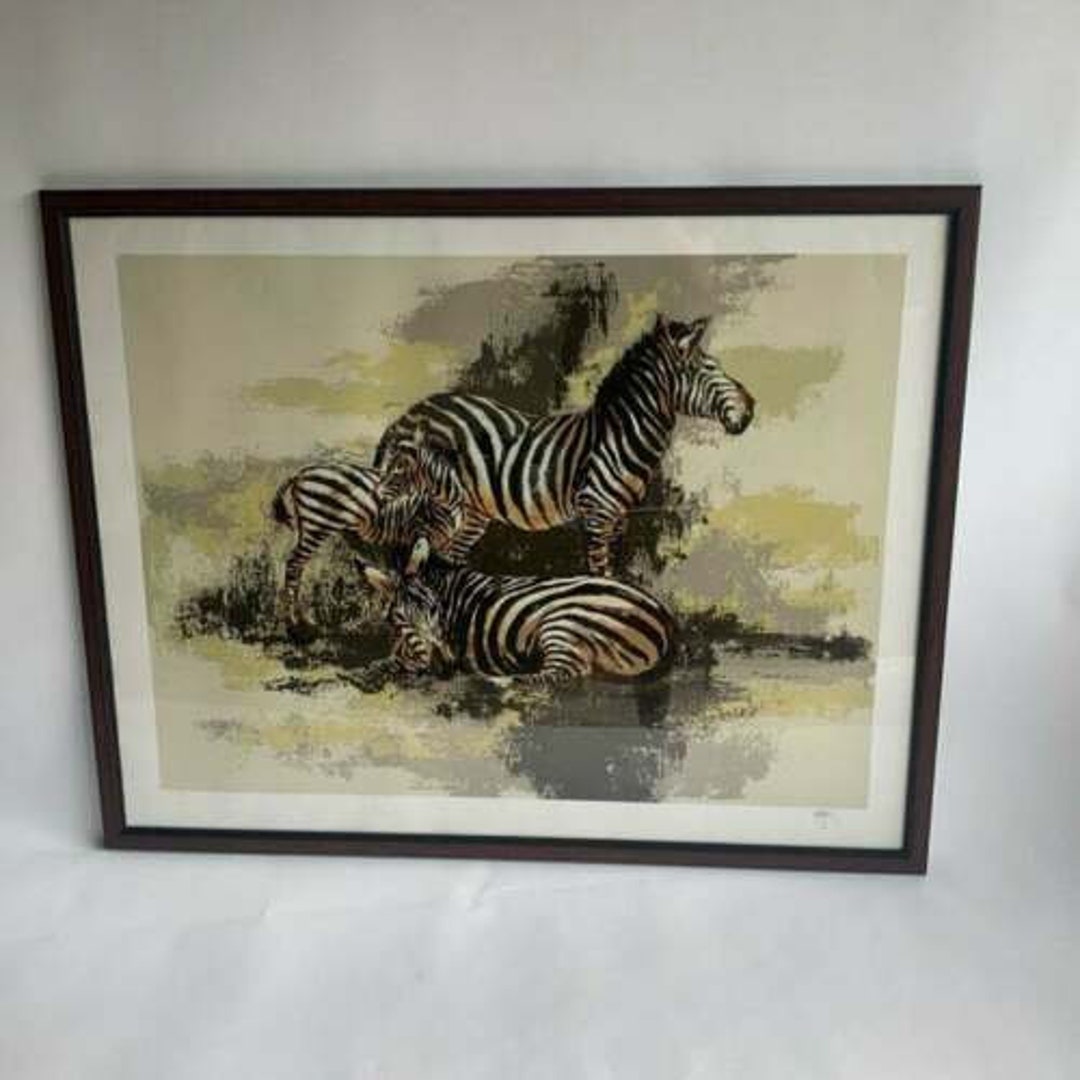 X-large Mark King "zebra Family" Lithograph - Signed Numbered + Frame ...