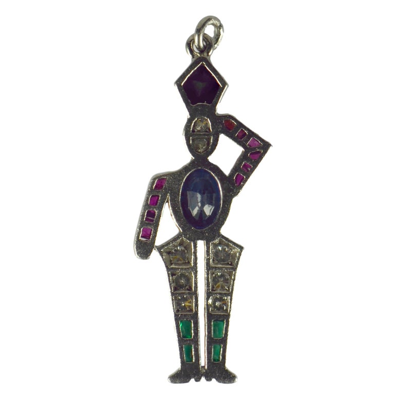 Art Deco Platinum Emerald Ruby Sapphire Diamond Soldier Charm - Etsy