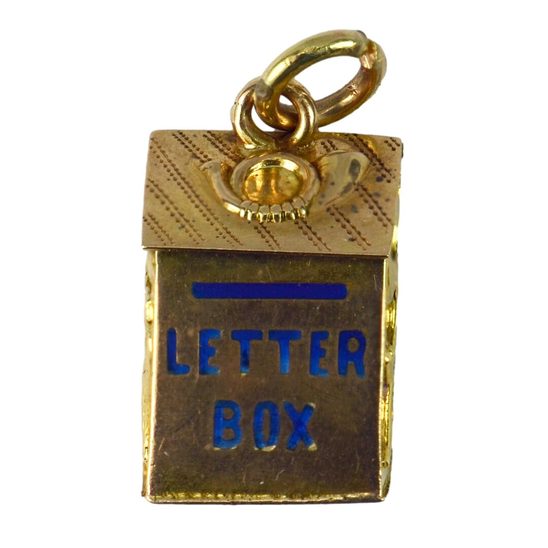 9K Yellow Gold Letterbox Charm Pendant - Etsy