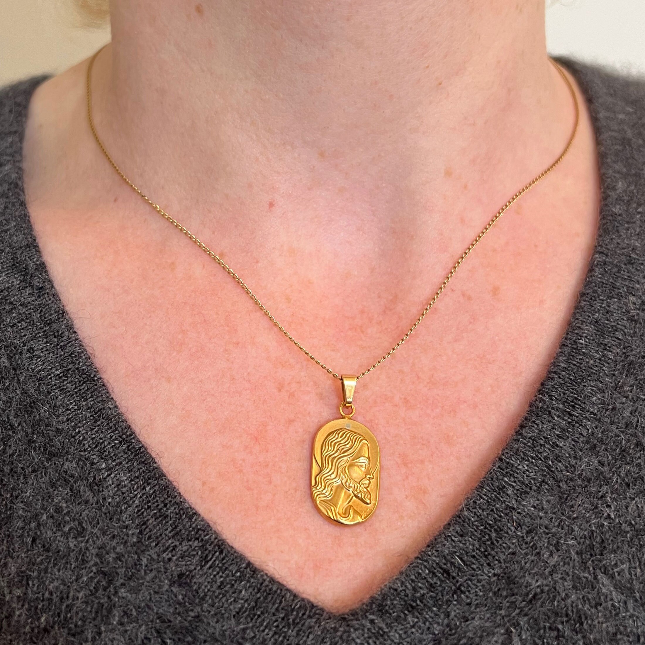 French Butsch 18K Yellow Gold Jesus Christ Medal Charm Pendant - Etsy