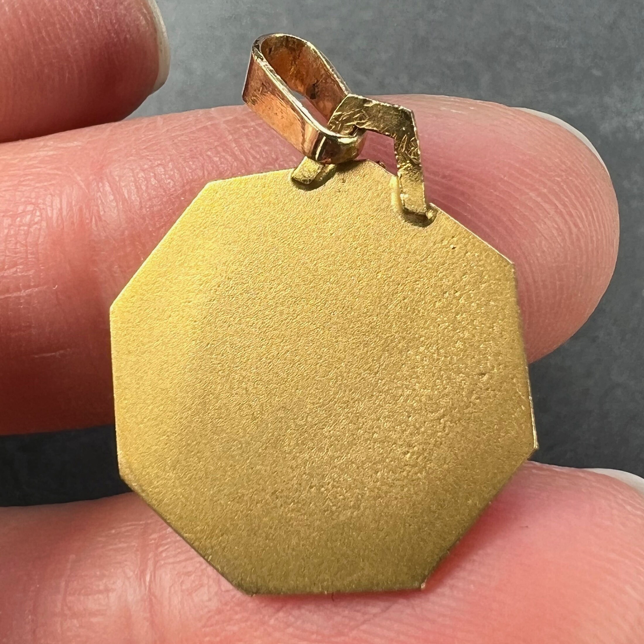 French Virgin Mary Octagonal 18K Yellow Gold Medal Charm Pendant - Etsy