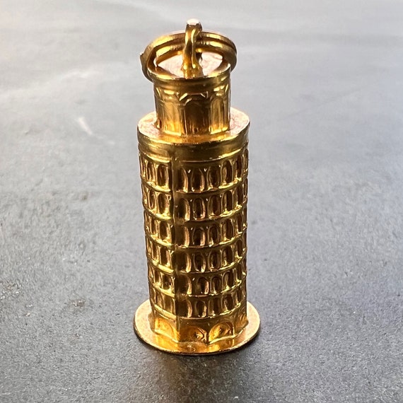 Italian Leaning Tower of Pisa 18K Yellow Gold Charm P… - Gem