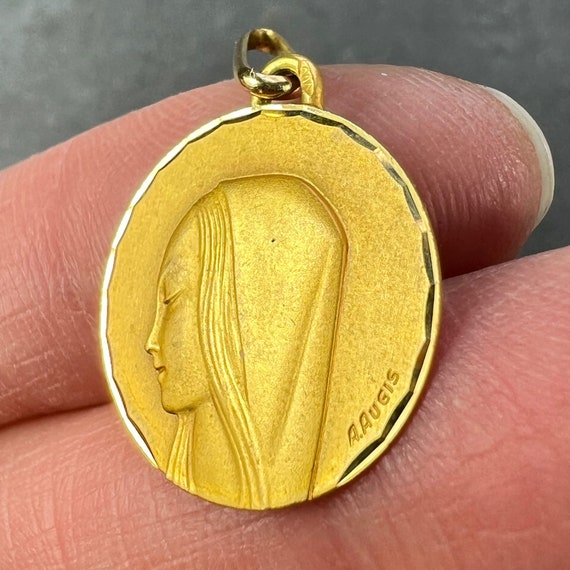 French Augis Virgin Mary 18K Yellow Gold Religious Me… - Gem
